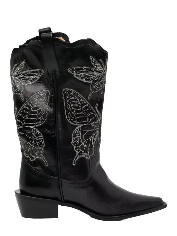 Undercover Butterfly-embroidered Boots - Black