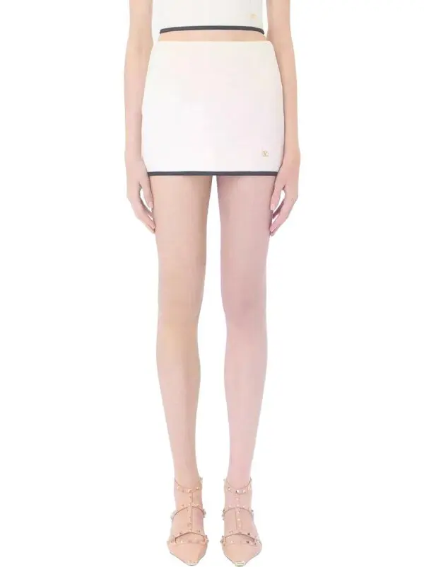 Valentino Garavani Cotton Tweed Mini Skirt - White