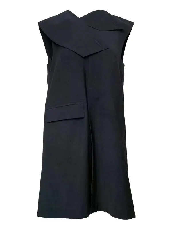 ENFOLD Asymmetric-collar Sleeveless Jacket - Grey