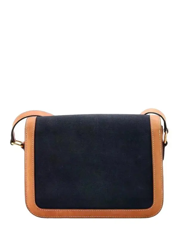 Celine Triomphe Shoulder Bag In Canvas And Leather - Blue