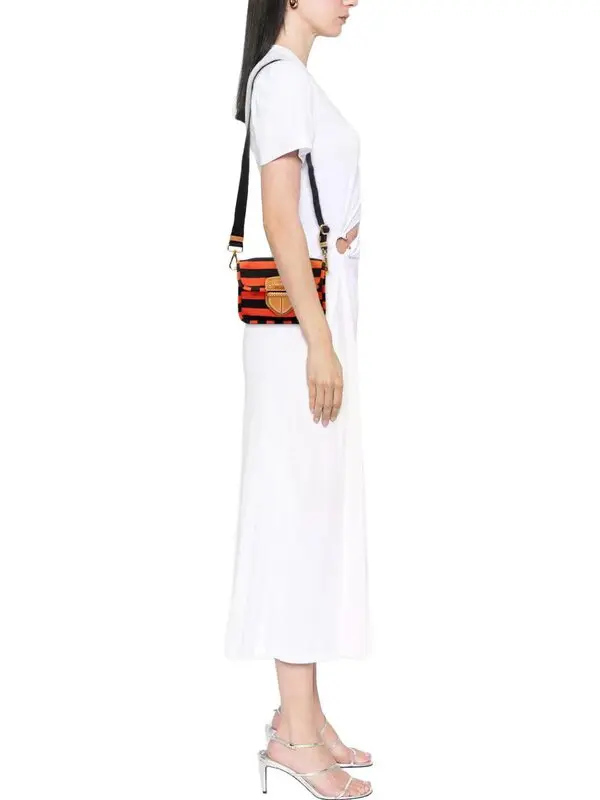 Prada Striped Canvas Messenger Bag - Orange