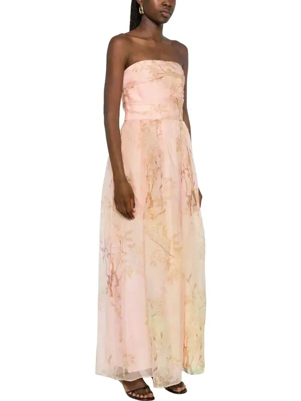 Max Mara Floral-print Strapless Dress - Pink