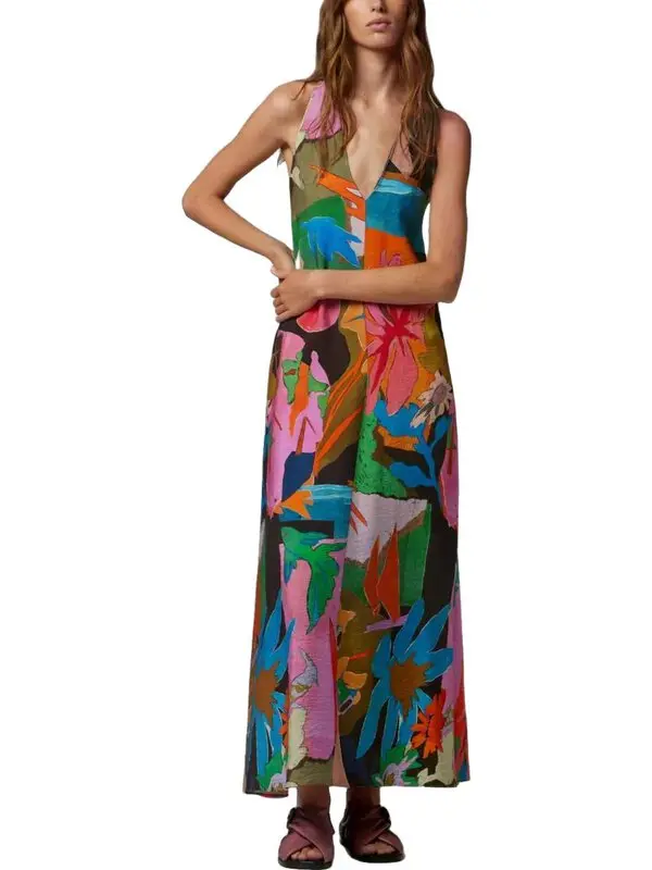 Paul Smith River Collage Floral-print V-neck Maxi Dress - Blue