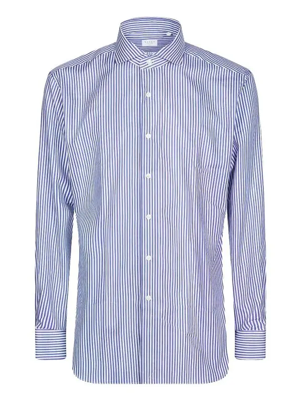 XACUS Striped Cotton Shirt - Blue