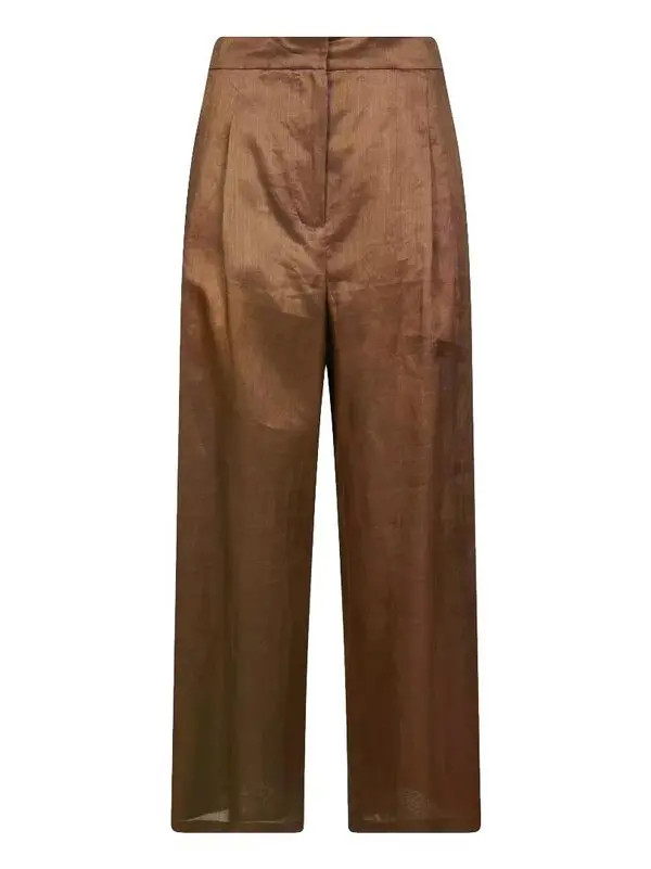 Max Mara Pleated Wide Leg Trousers - Brown