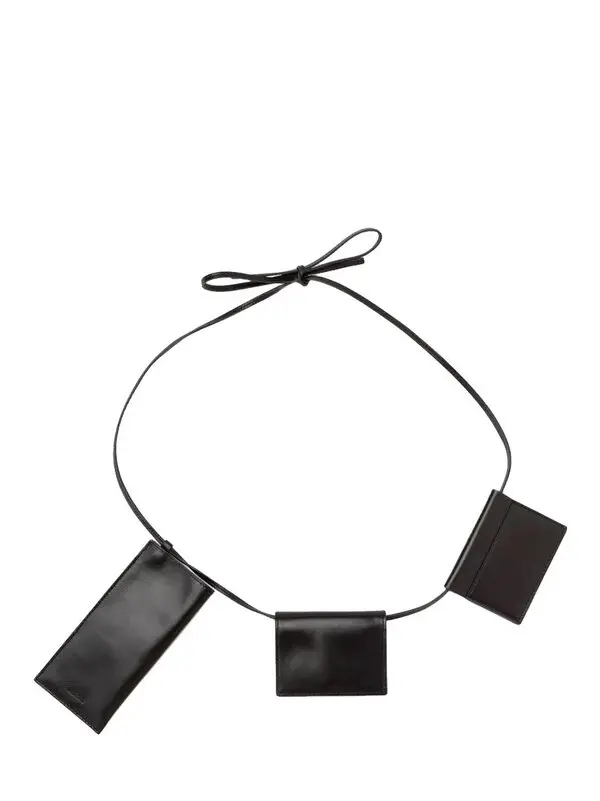 AMOMENTO Slim Leather Belt Bag - Black