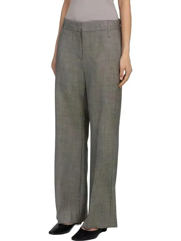 AMOMENTO Wool Flared Trousers - Grey