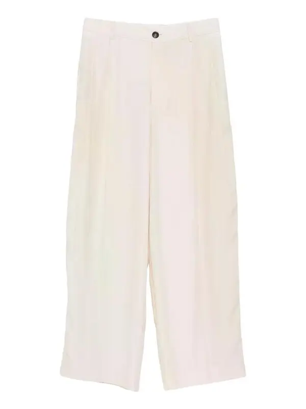 SOLOTRE Pleated Straight-leg Trousers - Neutrals