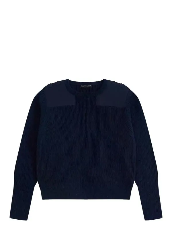 Gosha Rubchinskiy Ribbed Knit Patch-detail Crew Neck Sweater - Blue