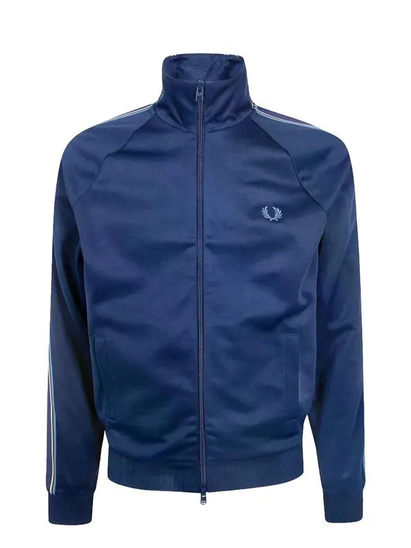 Fred Perry Zip-up Track Jacket With Laurel Wreath Embroidery - Blue