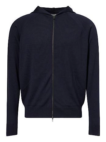 John Smedley Carty Zip-up Merino-wool Hoodie - Midnight