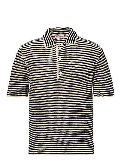 Orlebar Brown Lowry Striped Cotton Polo Shirt - Night Iris/cashew