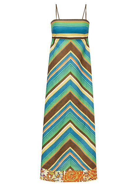 ALEMAIS Charlie Chevron-stripe Linen Midi Dress - Multi