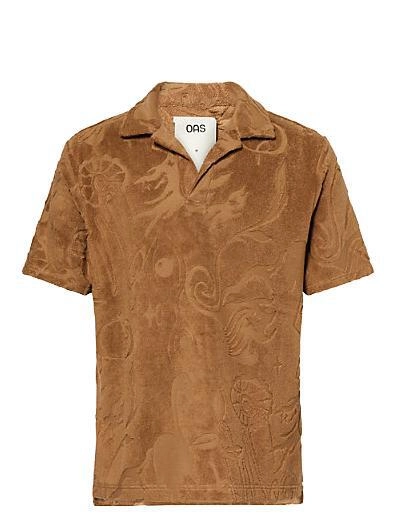 Oas Devore Pattern Cotton-blend Polo Shirt - Lt-brown