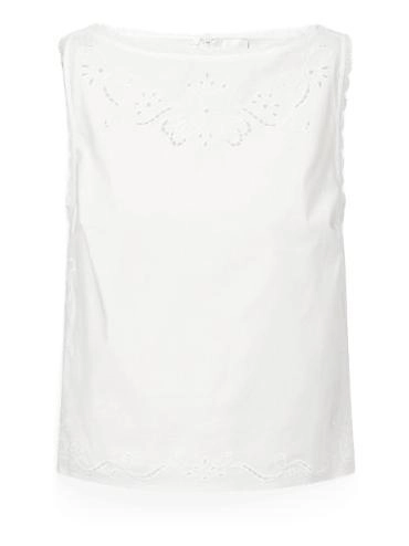 REFORMATION Fiorella Embroidered Cotton Top - White