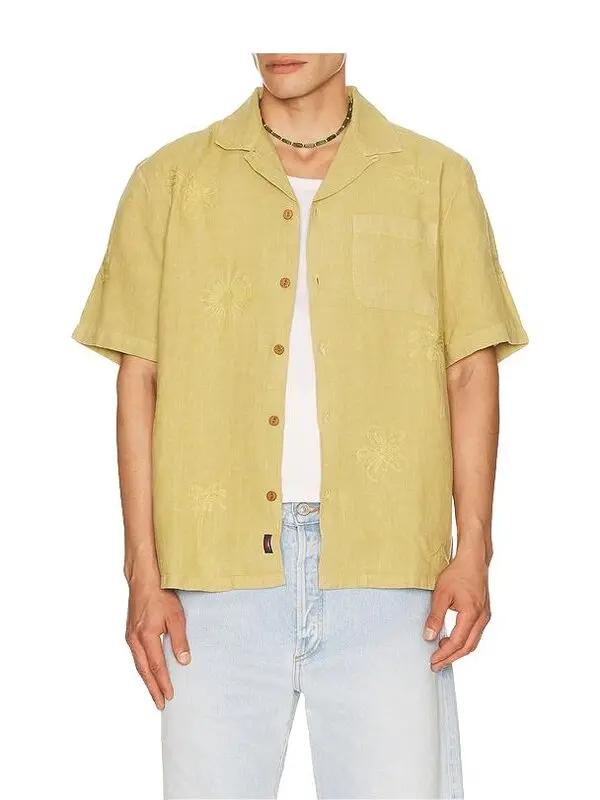 Faherty Brand Short Sleeve Embroidered Shirt In . Also - Mustard