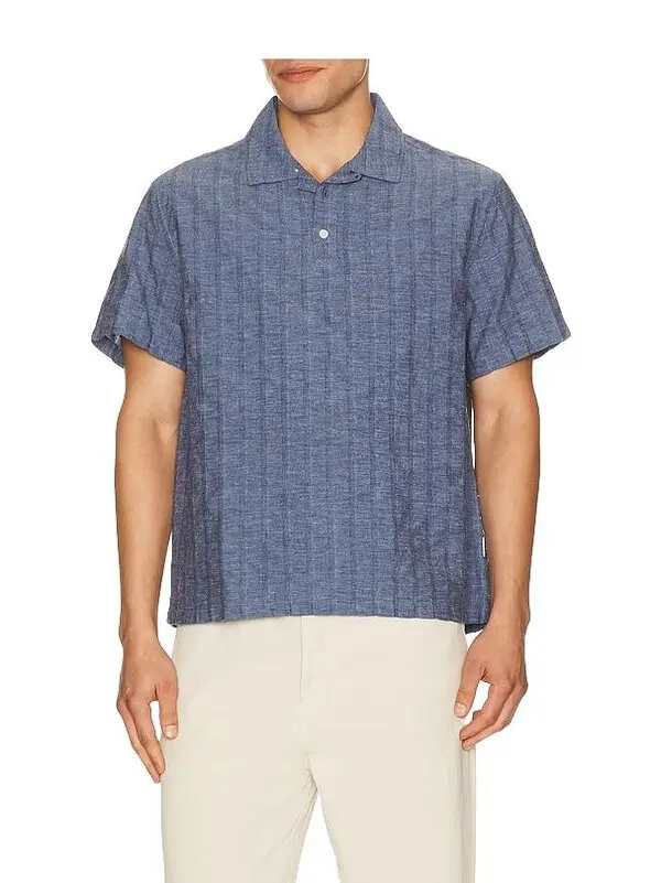 Onia Cotton Linen Pop Over Shirt In . Also - Navy