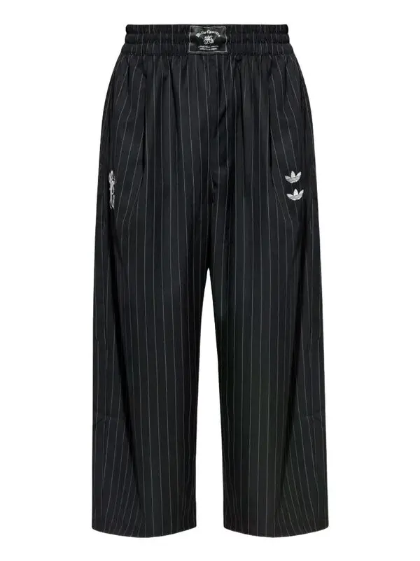 Adidas Chavarria Pinstripe-pattern Wide-leg Trousers - Black