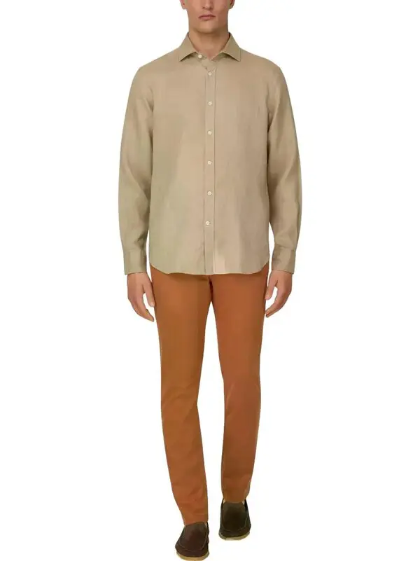 Boggi Milano Garment-washed Linen Shirt - Neutrals