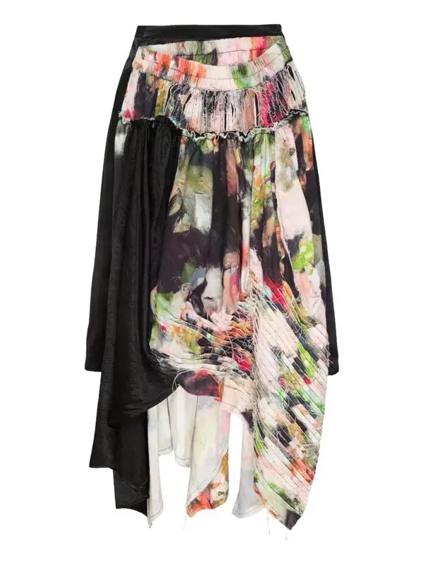 CAROLINE HU Slashing Layered Skirt - Black