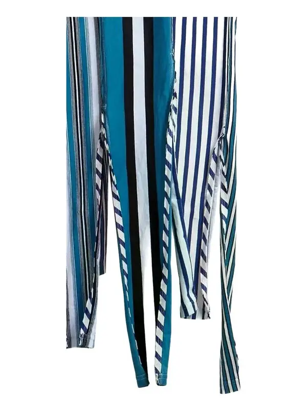 Marni Striped T-shirt With Fringe Detailing - Blue