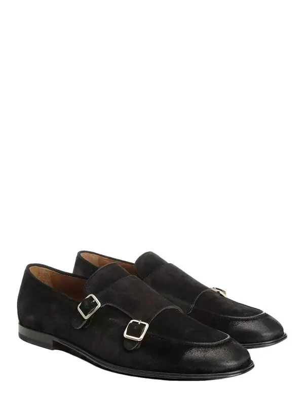 CORVARI Double Buckle Suede Shoes - Black