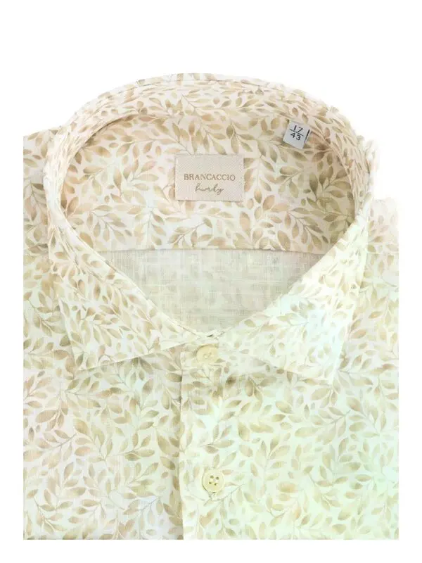 BRANCACCIO Leaf-print Long-sleeve Shirt - Neutrals