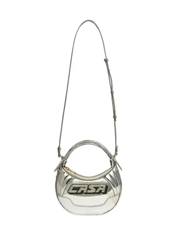 Casablanca Biker Metallic Cross Body Bag - Silver