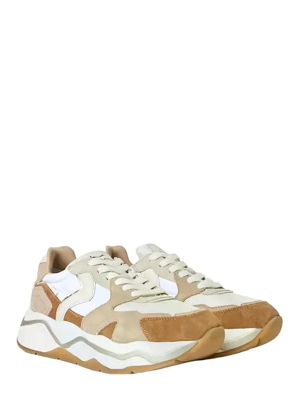 VOILE BLANCHE Suede Panelled Mesh Sneakers - Neutrals