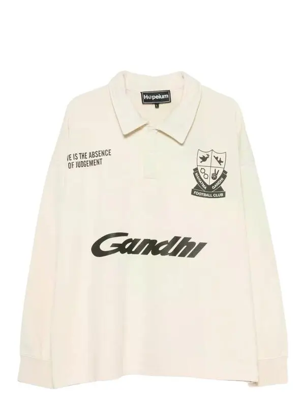 HOPEIUM Polo-collar Sweater With Logo And Number Print - Neutrals