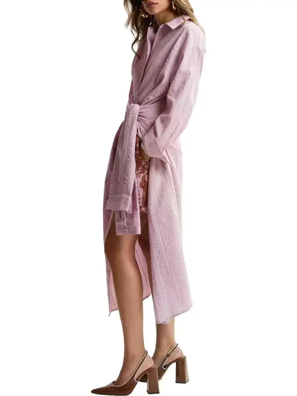 Essentiel Antwerp Tie-waist Oversized Midi Dress - Pink