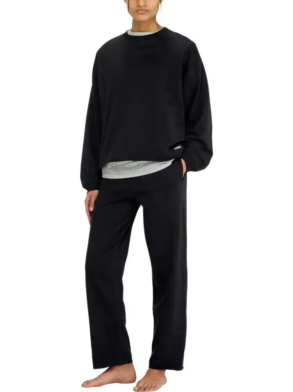 DIESEL® Peached Cotton Crew Neck Sweatshirt With Raw Hem - Black