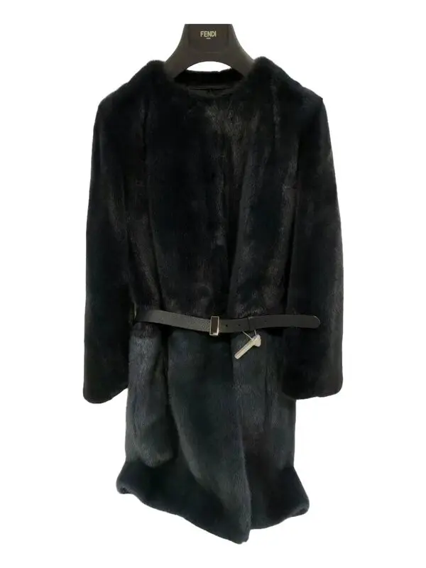 Fendi Belted Faux-fur Coat - Blue