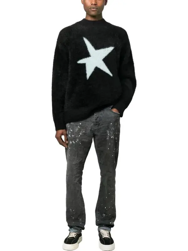 PURPLE BRAND Paint Splatter Straight-leg Jeans - Blue