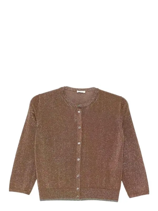 ROBERTO COLLINA Metallic Effect Fine Knit Cardigan - Brown