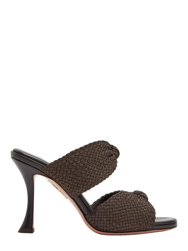 AQUAZZURA Aquazzurra Smile 95 Woven Leather Mules - Brown