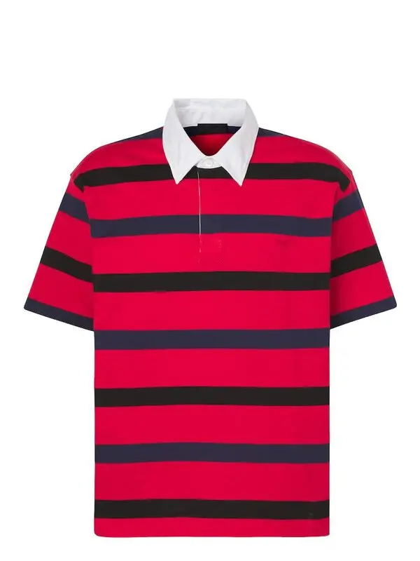 Prada Oversized Striped Cotton Pique Polo Shirt - Multicoloured
