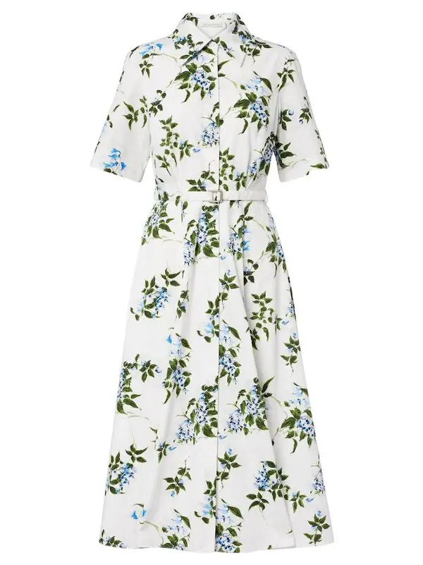 EMILIA WICKSTEAD Rubie Floral Cotton Poplin Shirt Dress - White
