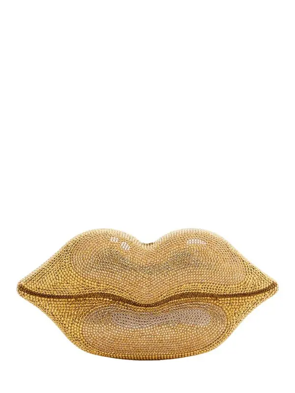 Judith Leiber Lips Small Crystal-embellished Clutch - Gold