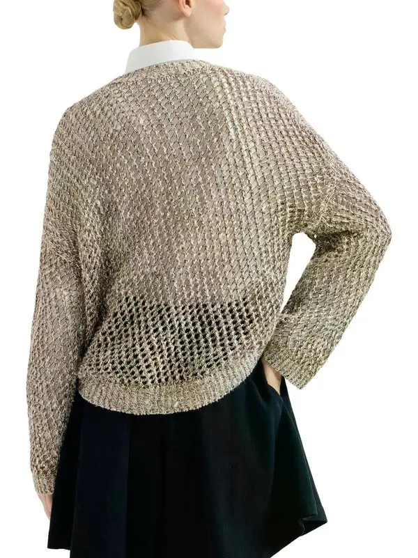 Brunello Cucinelli Dazzling Chiné Net Sweater In Silk And Linen - Neutrals