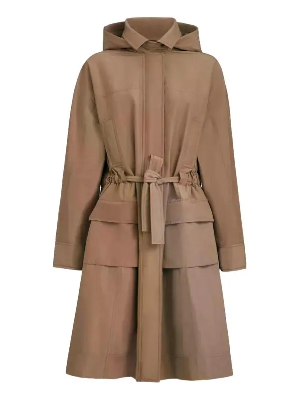 Brunello Cucinelli Techno-cotton Taffeta Coat With Detachable Hood - Brown