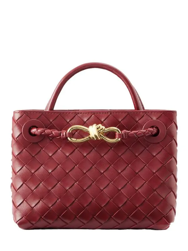 Bottega Veneta Mini Andiamo Intrecciato Leather Tote - Red