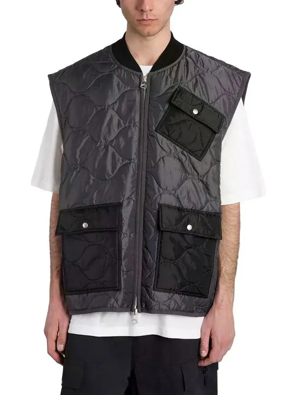 PEACEMAKER OAMC Pocket-details Quilted Zip-up Vest - Grey