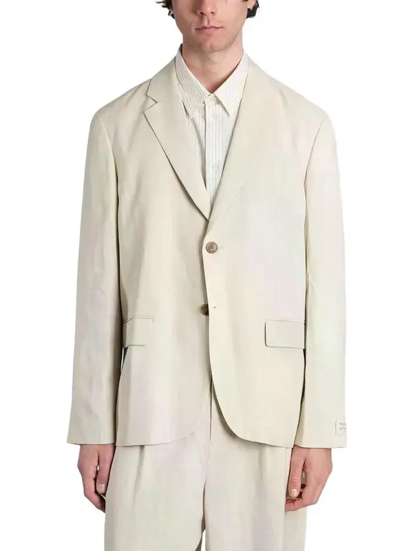 Maison Kitsuné Logo-patch Single-breasted Tailored Blazer - Neutrals