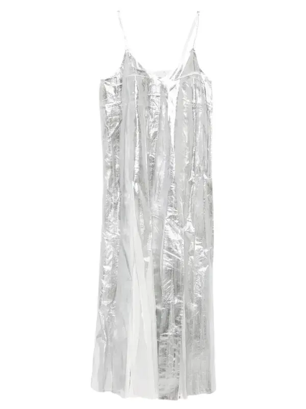 TELA Yuki Metallic Midi Dress - Silver