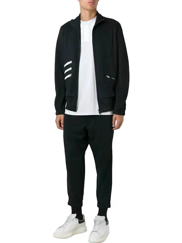 Y3 Zipped Sweatshirt With Striped Detail - Black