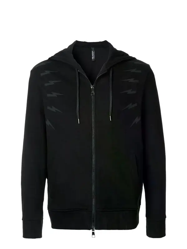 Neil Barrett Lightning Bolt Zipped Hoodie - Black