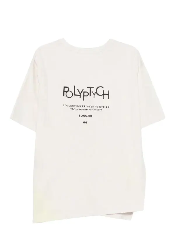 SONGZIO Asymmetric-hem Side-slit T-shirt - Neutrals