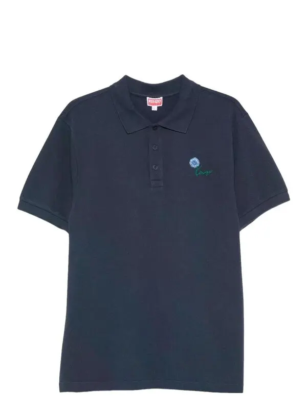 Kenzo Embroidered-logo Piqué Polo Shirt - Blue