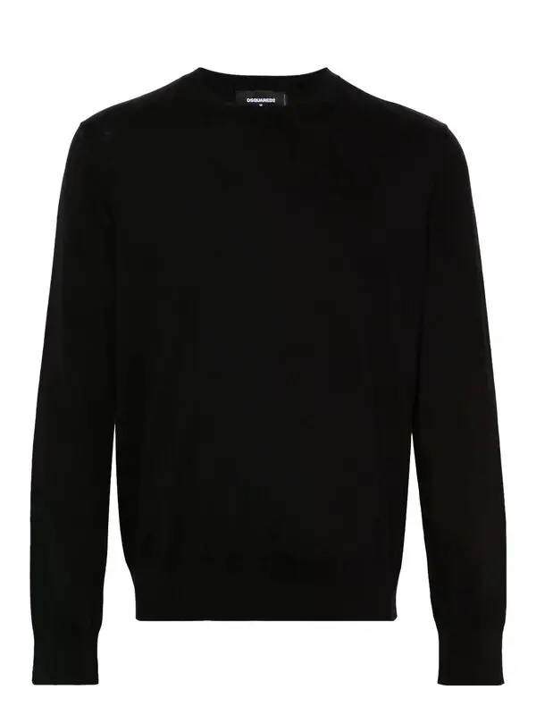 Dsquared2 Fine Knit Jumper With Logo Plaque - Black